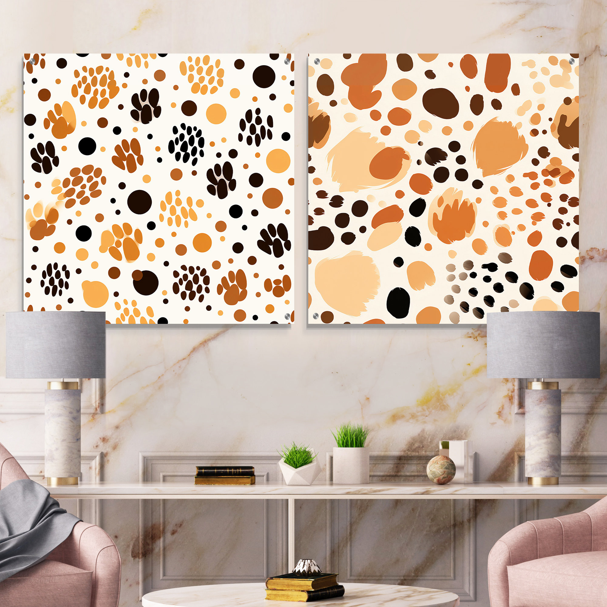 Design Art Abstract Paw Print Patterning - Abstract Acrylic Wall Art ...