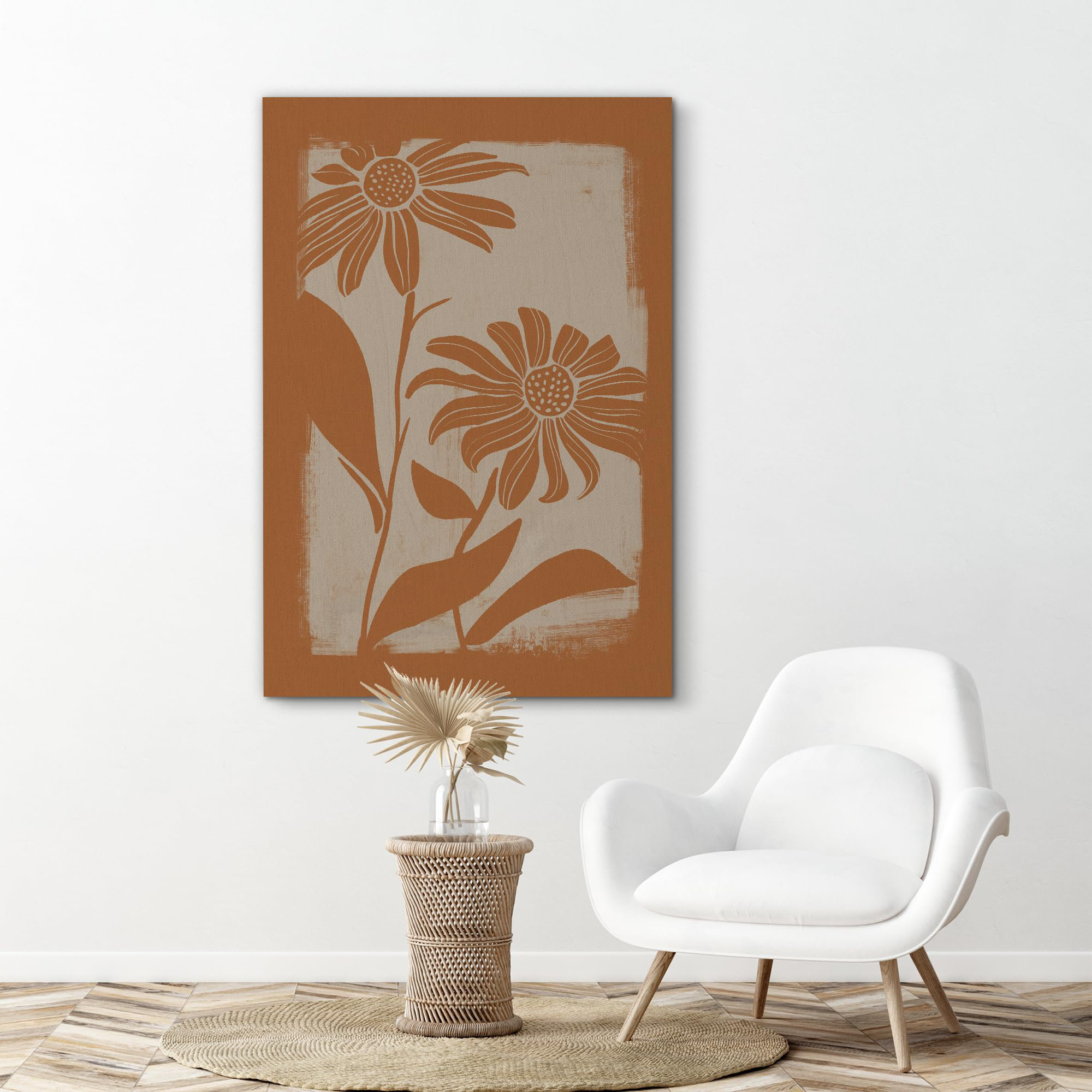 IDEA4WALL Abstract Botanical Watercolor Floral Retro Abstract Floral ...