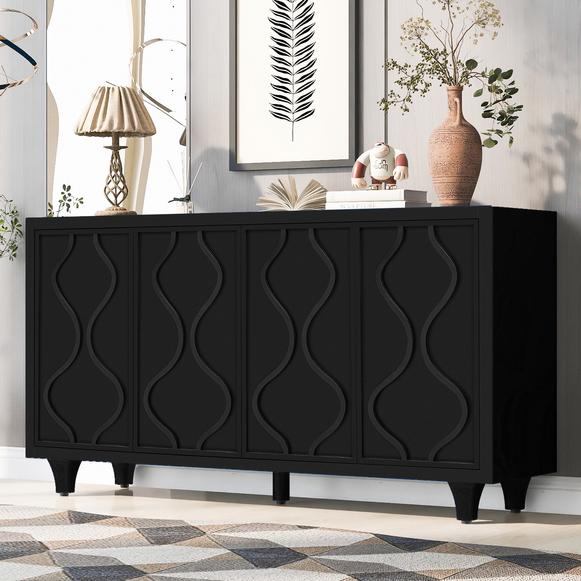 Ebern Designs Sideboard,Buffet table,Dining cabinet with Embossed ...
