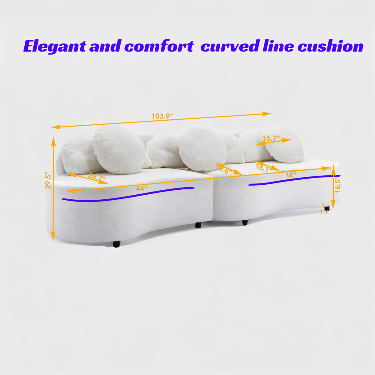 Ivy Bronx Rennes 103.9'' Velvet Armless Curved Sofa | Wayfair