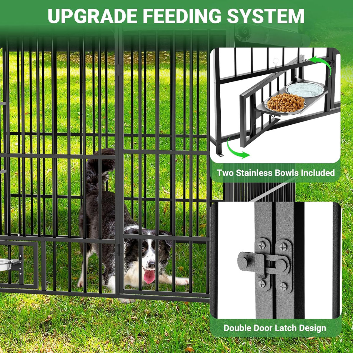Awevsco Heavy Duty Outdoor Dog Kennel With Rotating Feeding Bowls ...