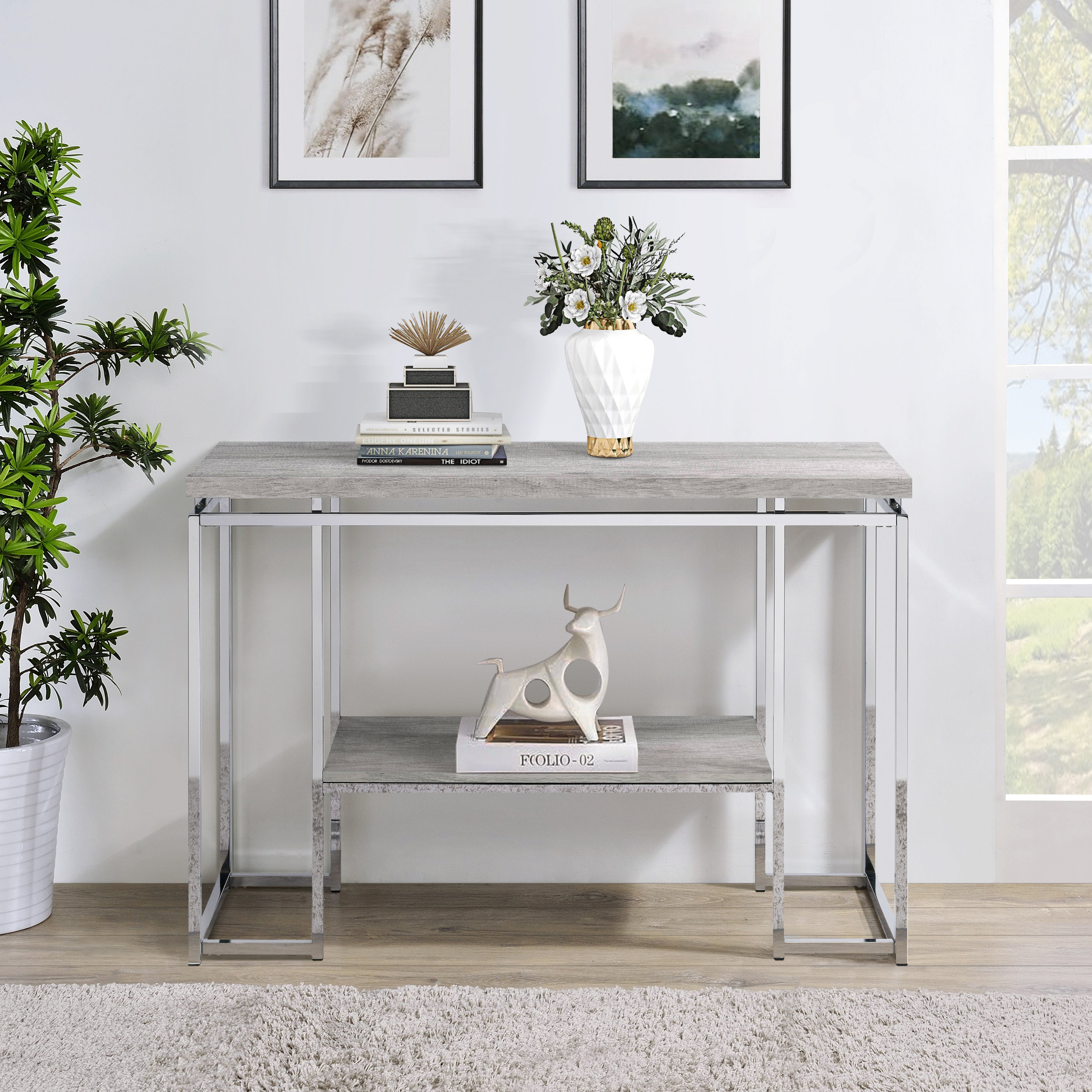 Orren Ellis Rocton Contemporary 47"L Rectangular Sofa Table in Natural ...