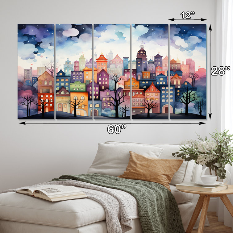 DesignArt Bold Cityscape Urban Fog II - Cityscapes Metal Wall Decor Set ...