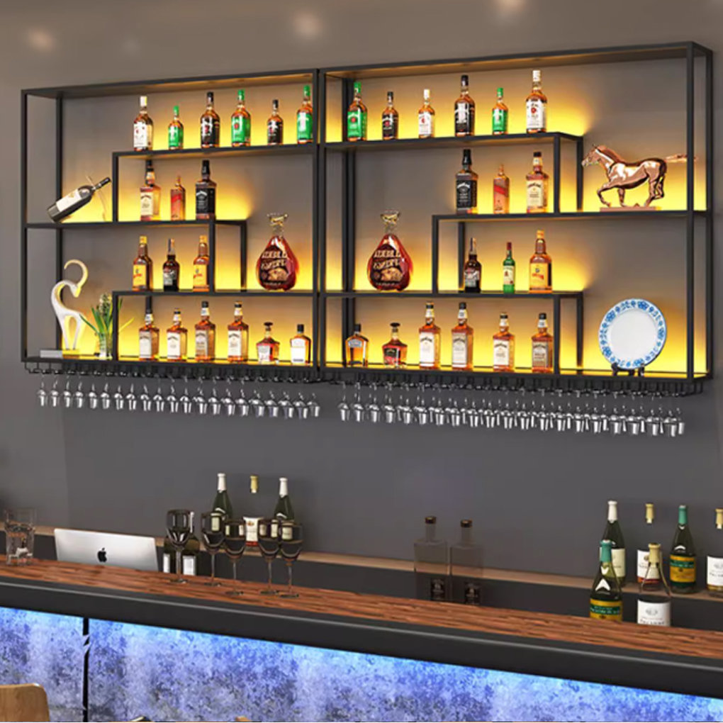 L Wall-hanging Wine Rhythm Simple black wall mounted wine rack | Wayfair