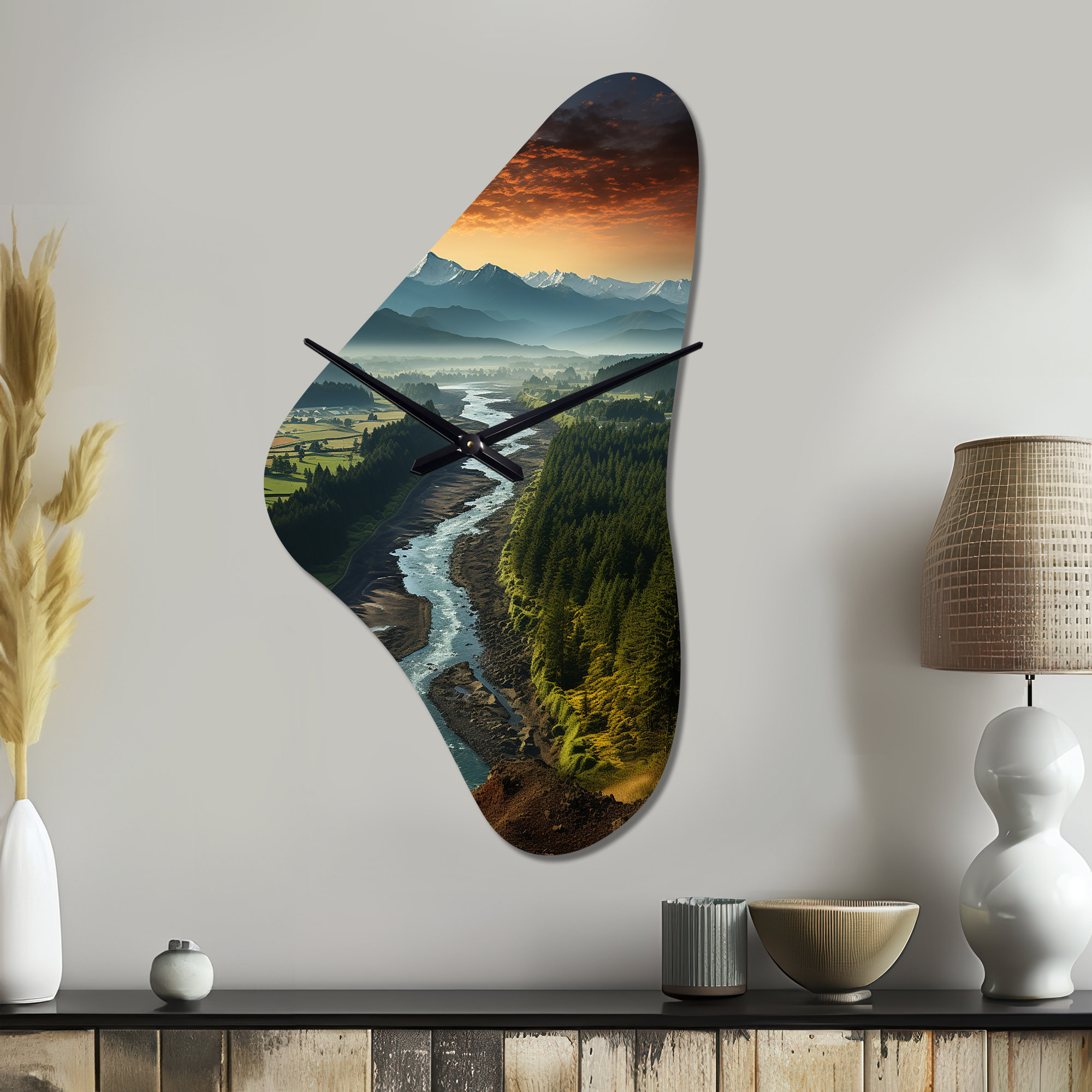 Design Art Oregon River Landscape III - Oregon Unique Shape Metal Wall ...