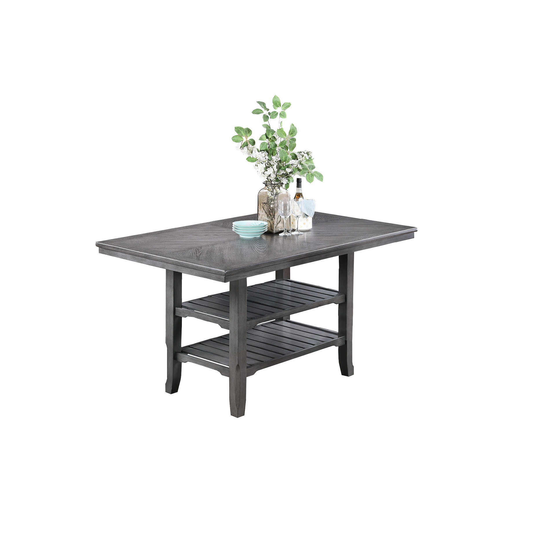 Lark Manor™ Table de salle à manger moderne en bois d'hévéa à hauteur ...