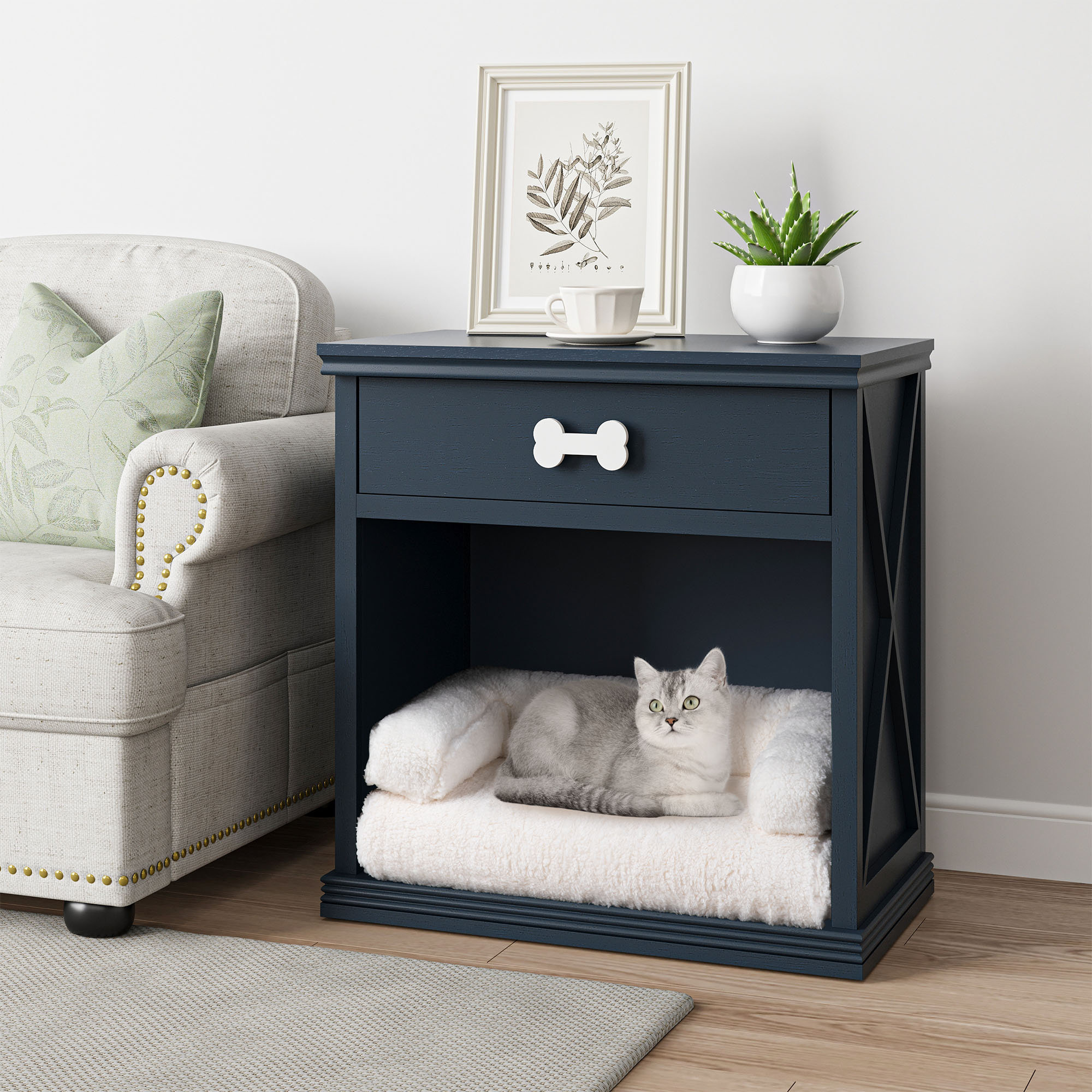 Gracie Oaks Gabbey Oversized LED Nightstand with Pet Cubby & Reviews ...