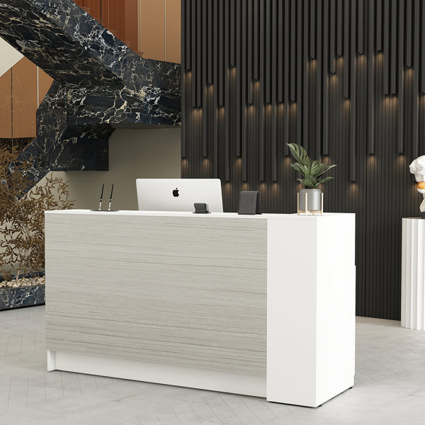 Inbox Zero Nayvia Manufactured Wood Reception Desk With Filing Cabinet ...