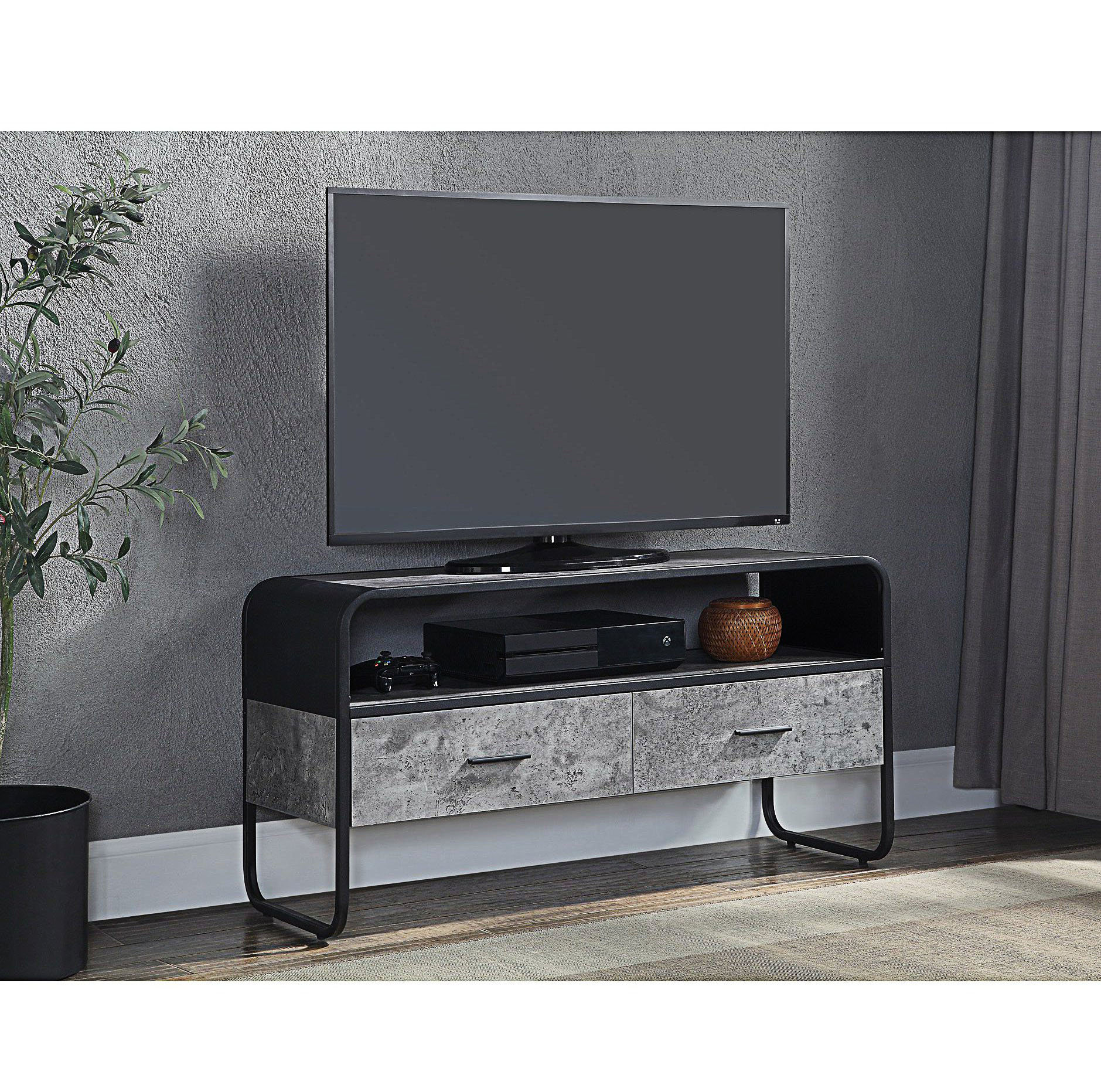 17 Stories Metal Frame Tv Stand With 2 Drawer, Tv Table | Wayfair