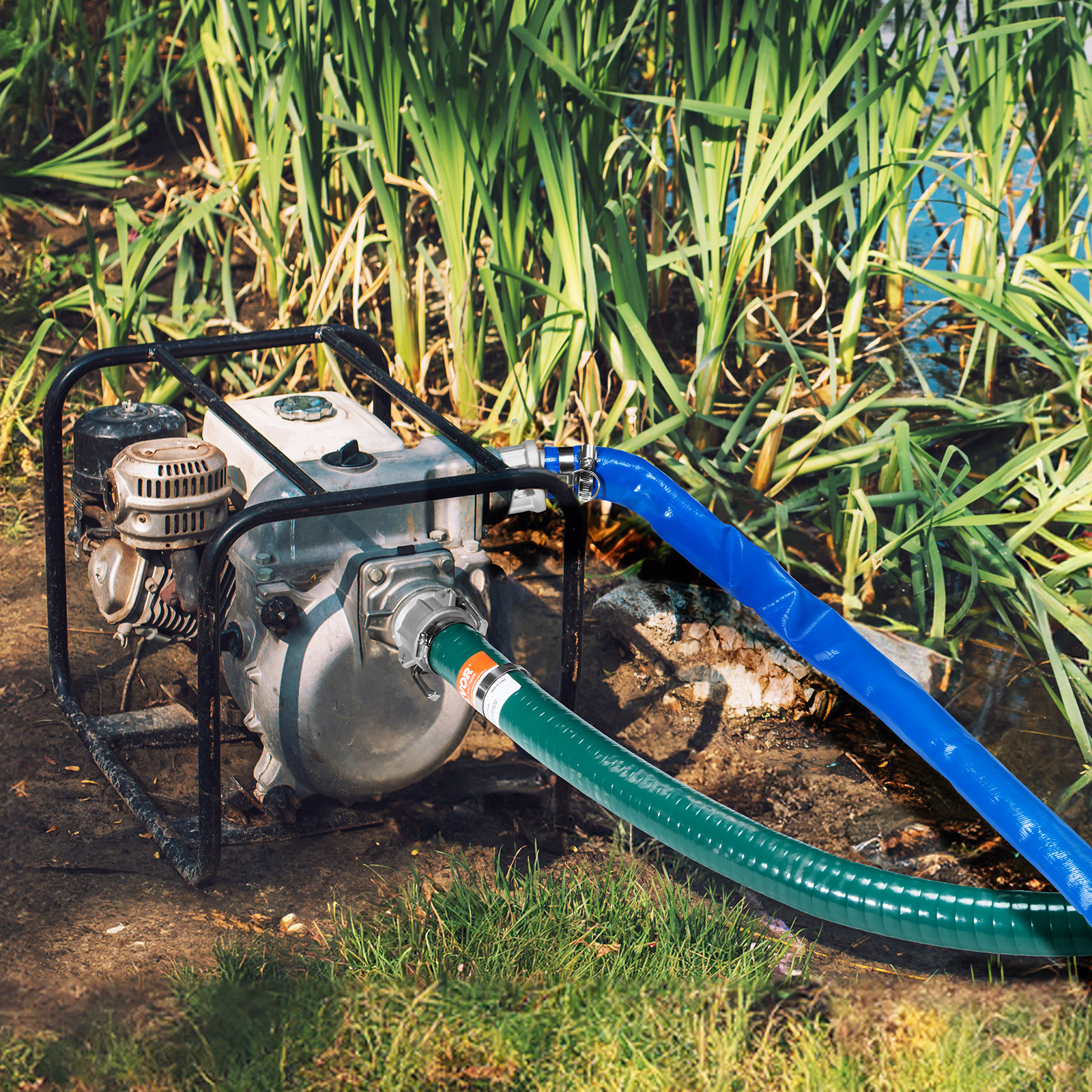 VEVOR Suction Hose Kit for Water Pump 2 in x 20 ft Green/65 ft Blue ...