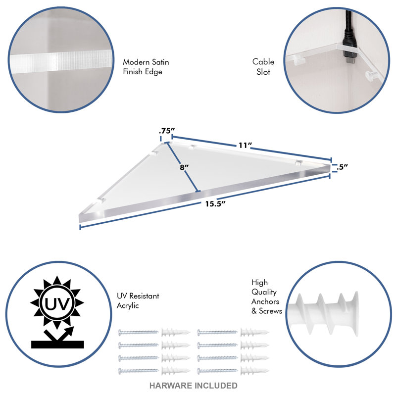 Ebern Designs Colombard 2 Piece Triangle Acrylic Floating Shelf | Wayfair