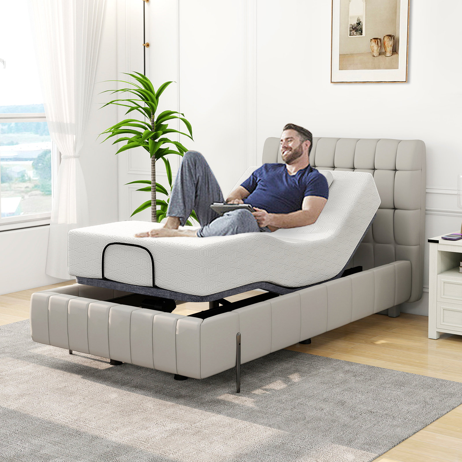 Alwyn Home Harlequin Massaging Zero Gravity Adjustable Bed with ...