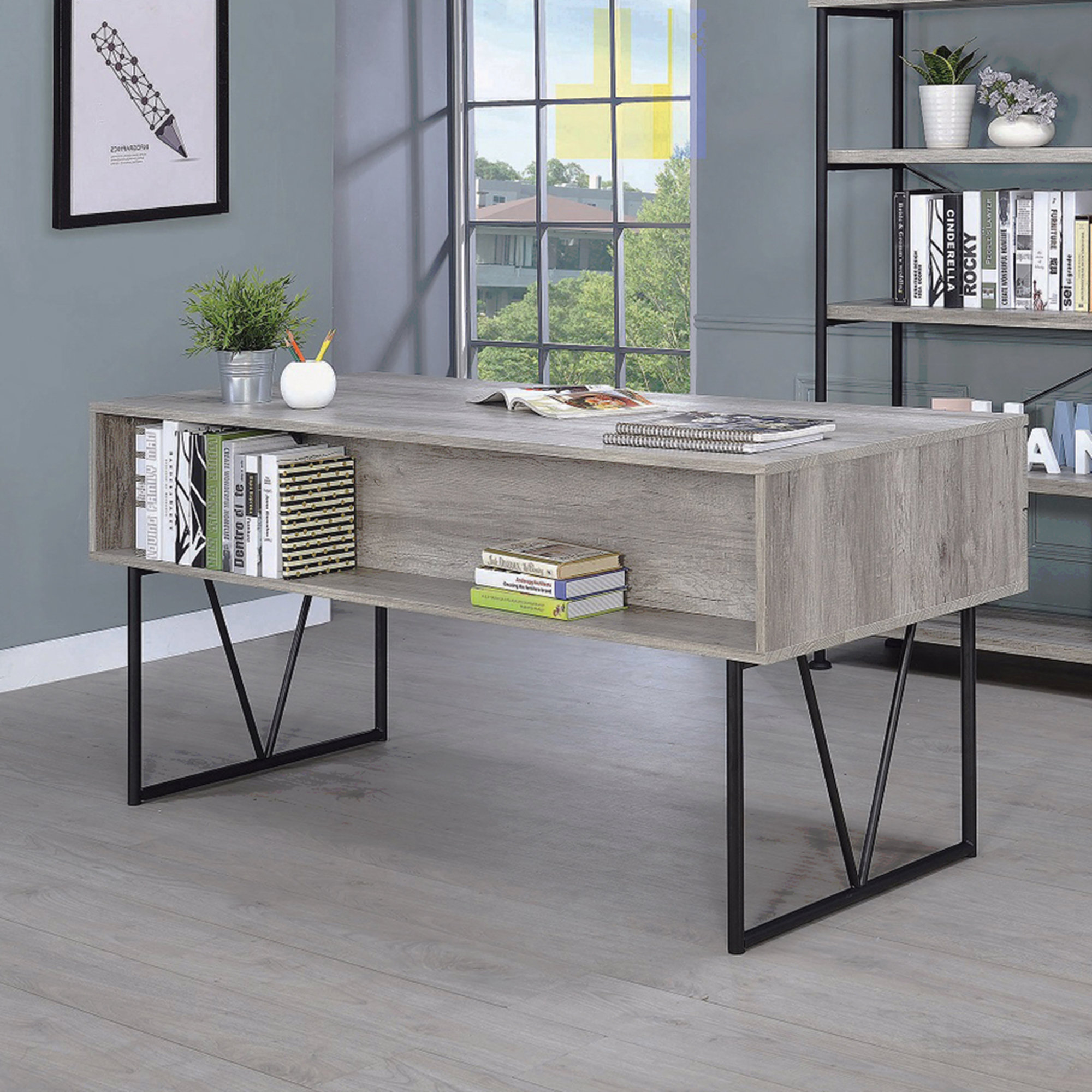 Trent Austin Design® 4-Drawer Writing Desk, Antique Nutmeg & Black ...