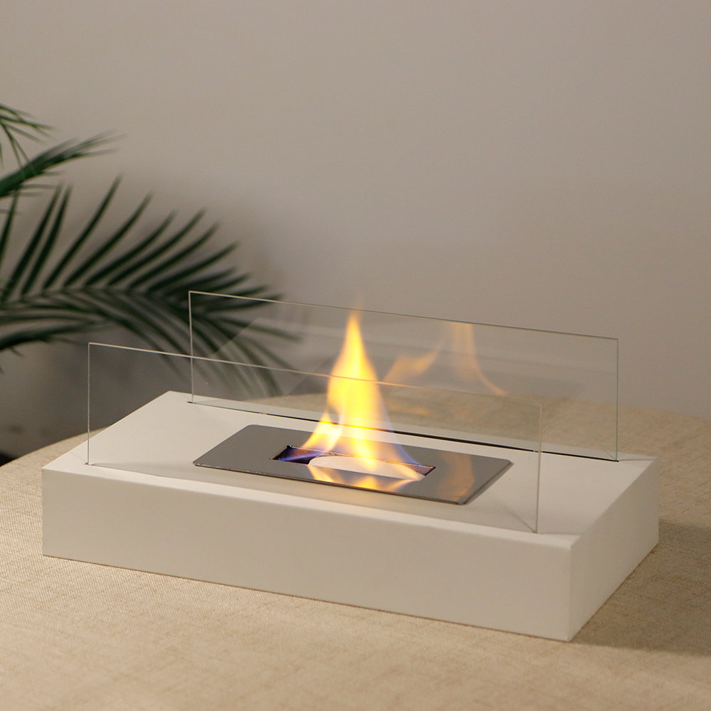 JHY DESIGN Tabletop Fireplace with Two-Sided Glass 14" L & Reviews ...