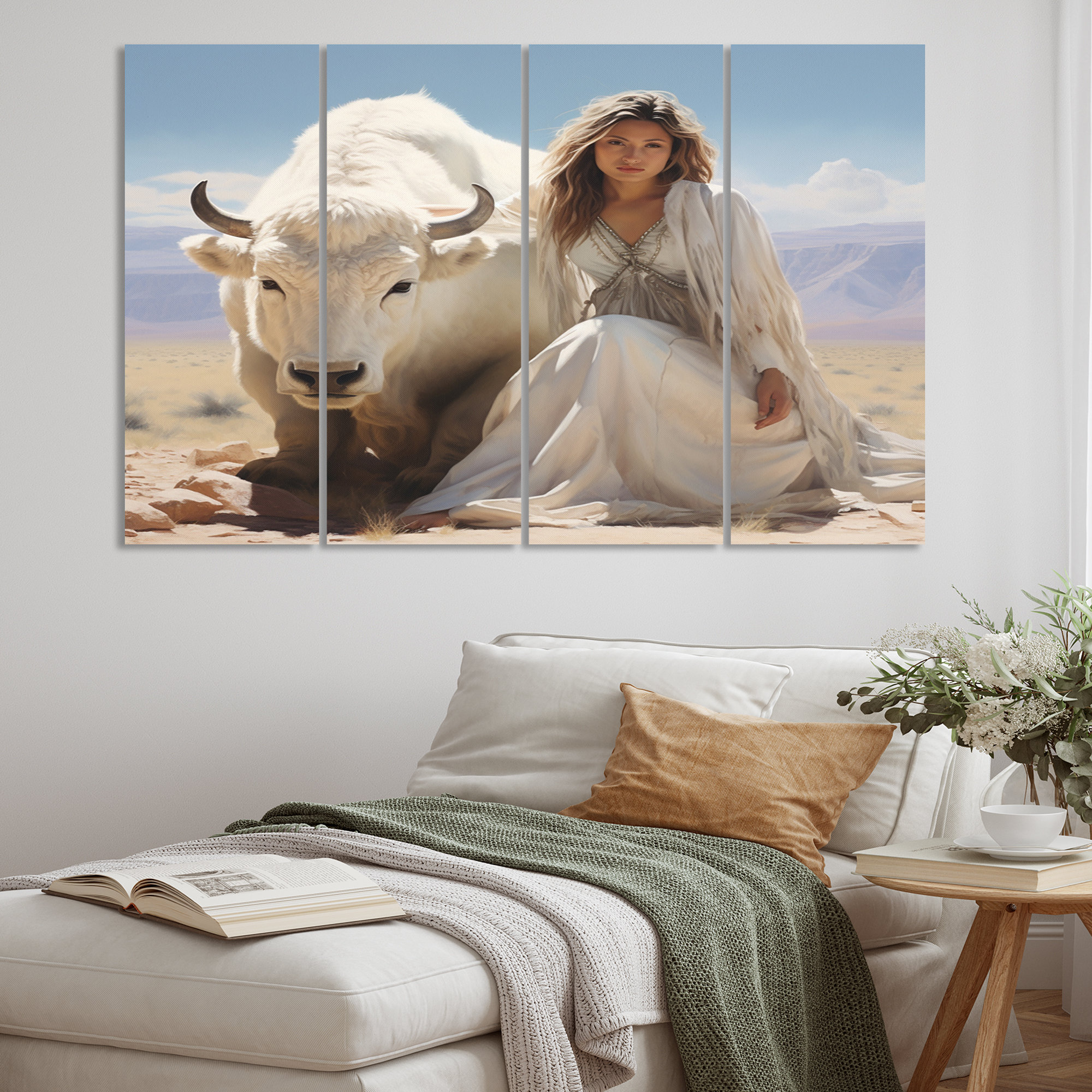 Union Rustic White Buffola Calf Native Woman I - Fashion Woman Wall Art ...