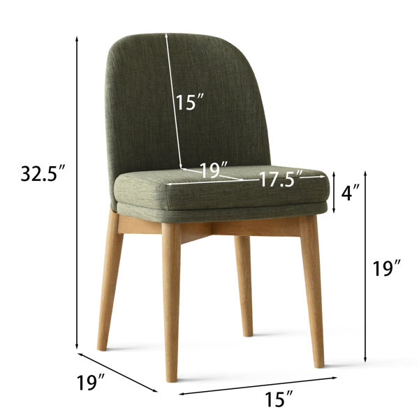 George Oliver Linen Upholstered Parson Chair with Solid Wood Legs ...