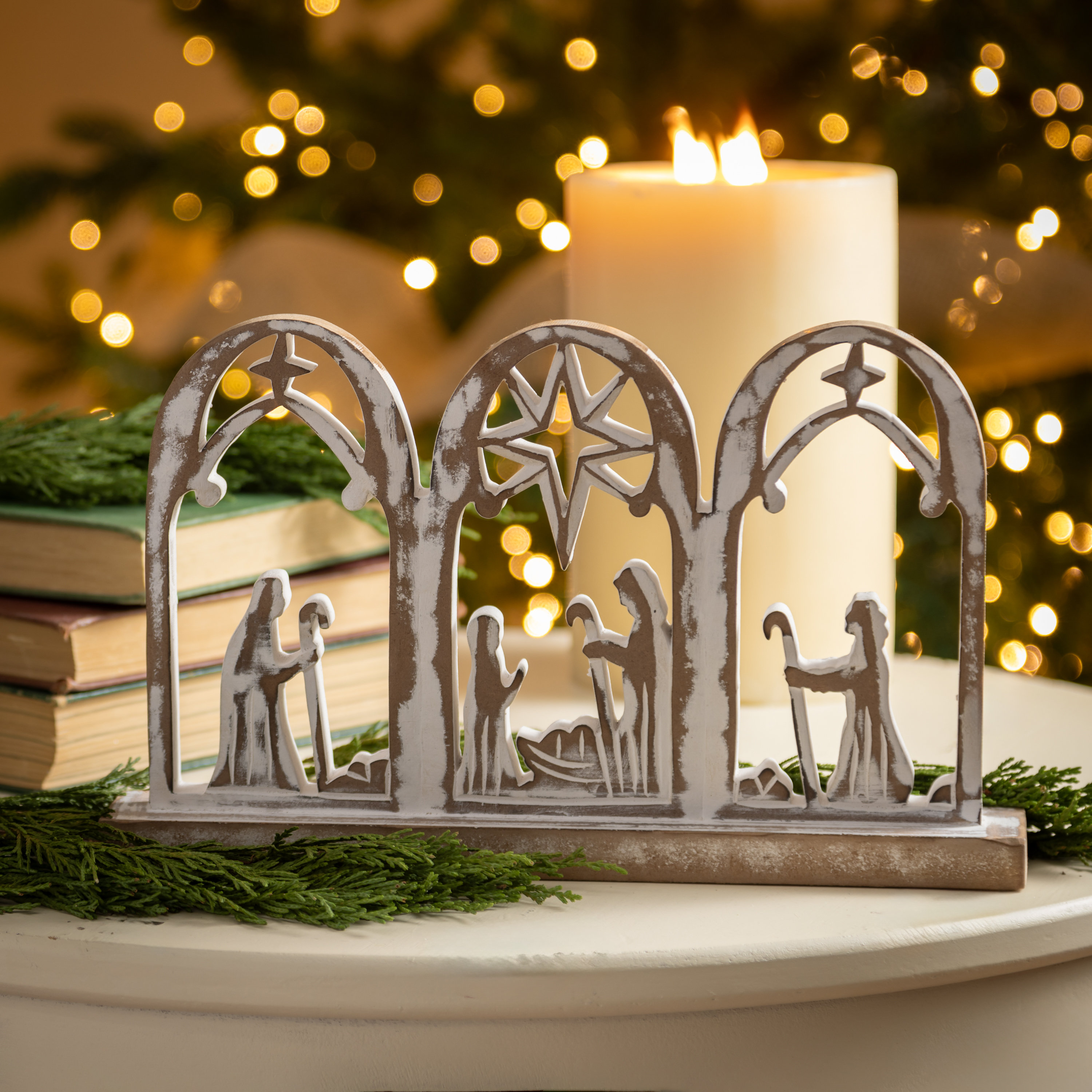 The Holiday Aisle® 12" Wood Nativity Scene Table Decor | Wayfair