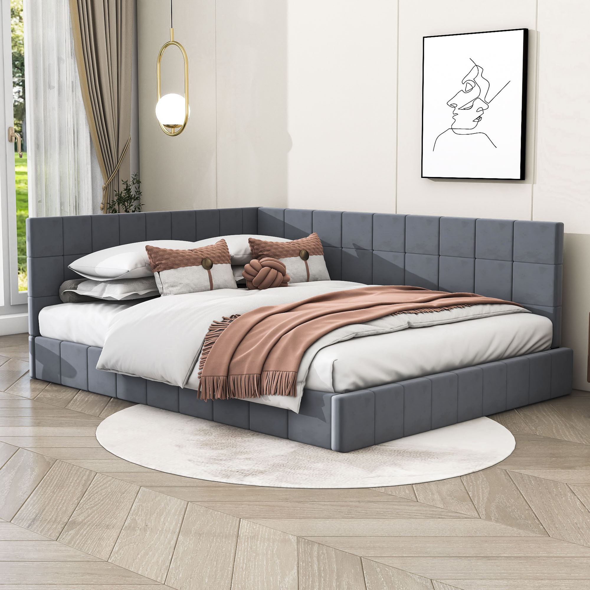 Everly Quinn Brunwood Upholstered Corner Daybed & Reviews | Wayfair