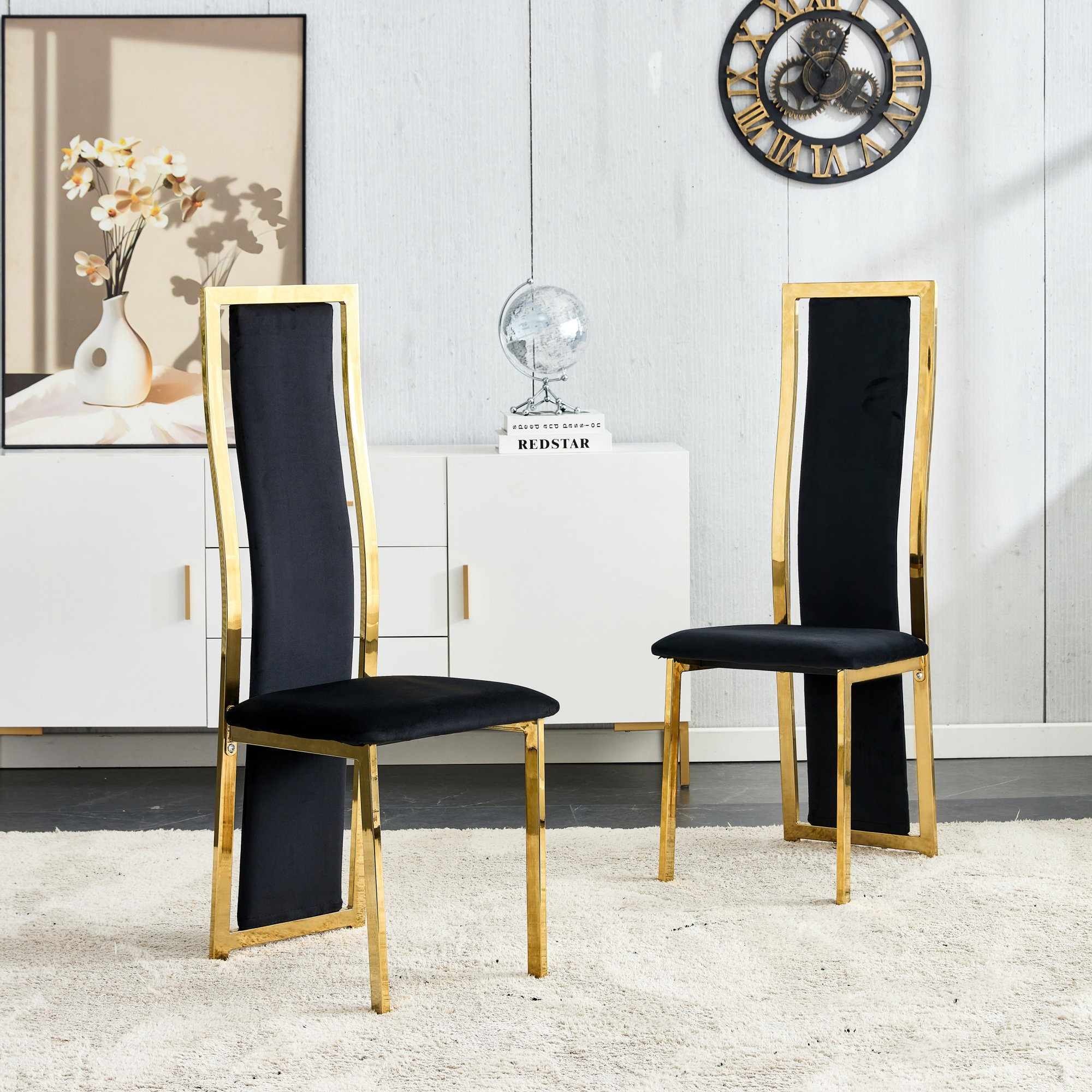 Mercer41 Kristiane Velvet Upholstered Full Back Dining Chairs Modern ...