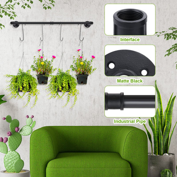 Trent Austin Design® 2 Set Hanging Planter Bar With 4 Hooks, Hanging ...