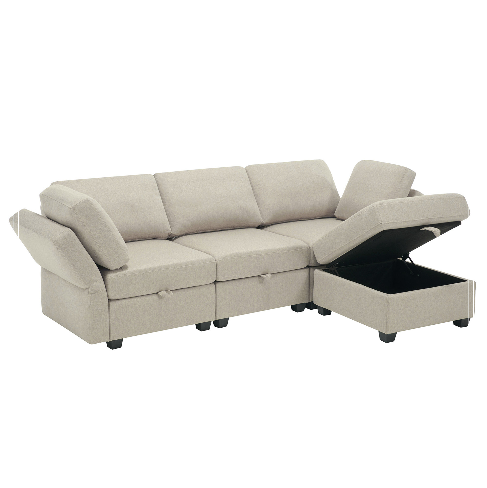 Latitude Run® Convertible Sectional Sofa with Chaise, Sofa Couch ...