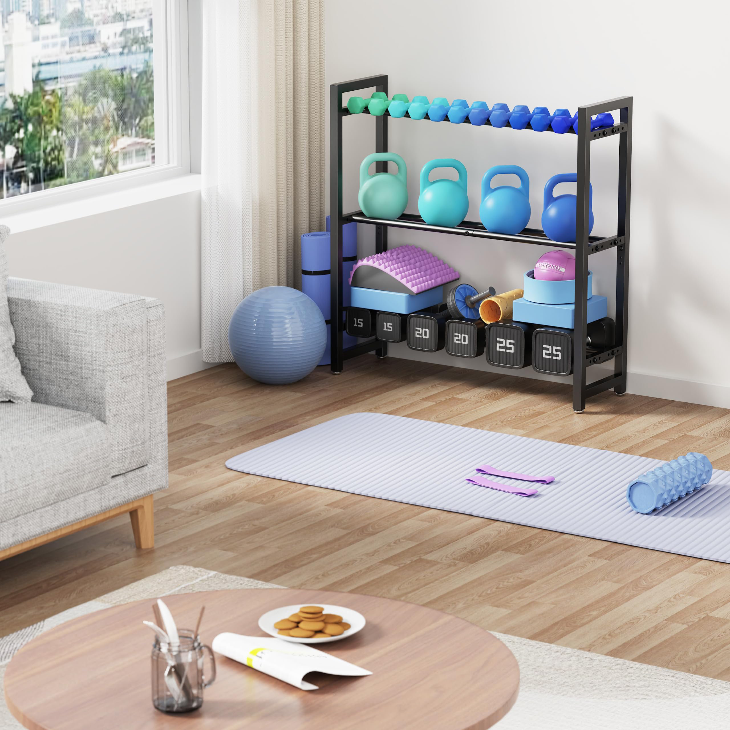 Latitude Run® 3 Tier Adjustable Dumbbell Rack - Heavy-Duty 330LB ...