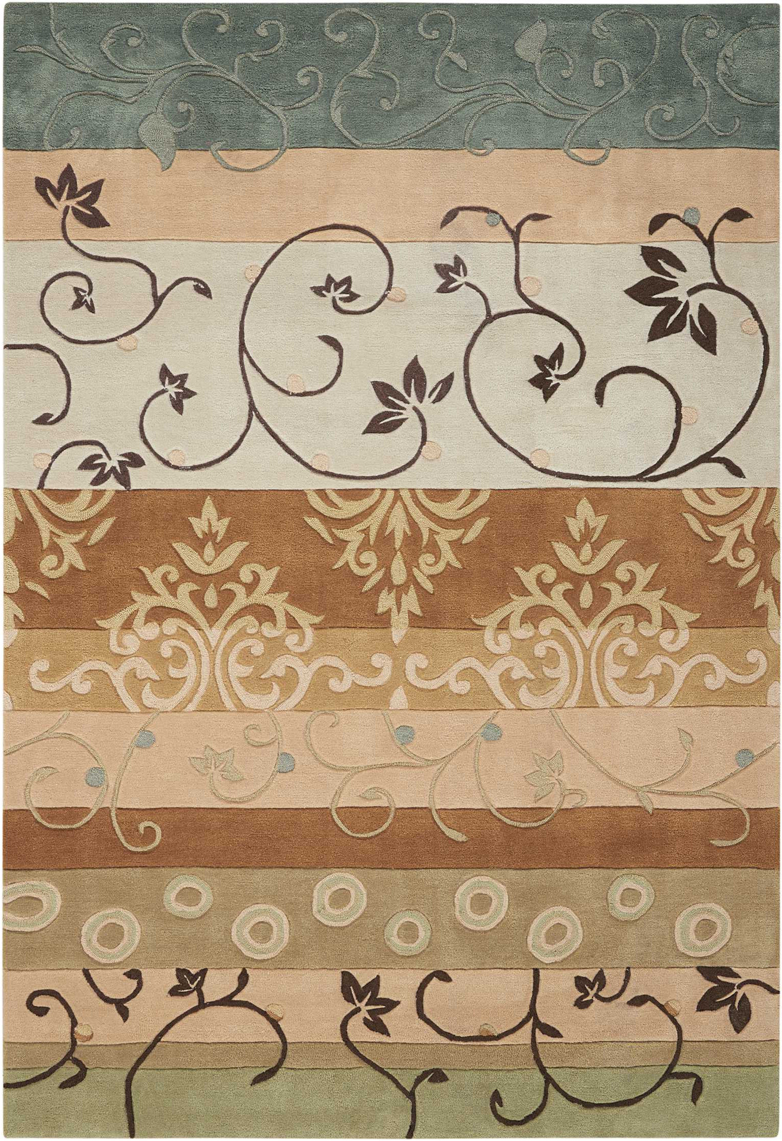 HomeRoots 7' X 9' Black Gray and Tan Floral Vines Area Rug | Wayfair