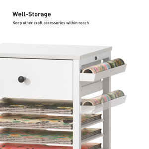 Rebrilliant Marshana Rolling Craft Table 12 x 12 Paper Storage Cart for ...