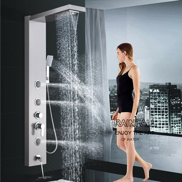 Senlesen Brushed Nickel Multi-function Shower Panel Tower System Wall ...