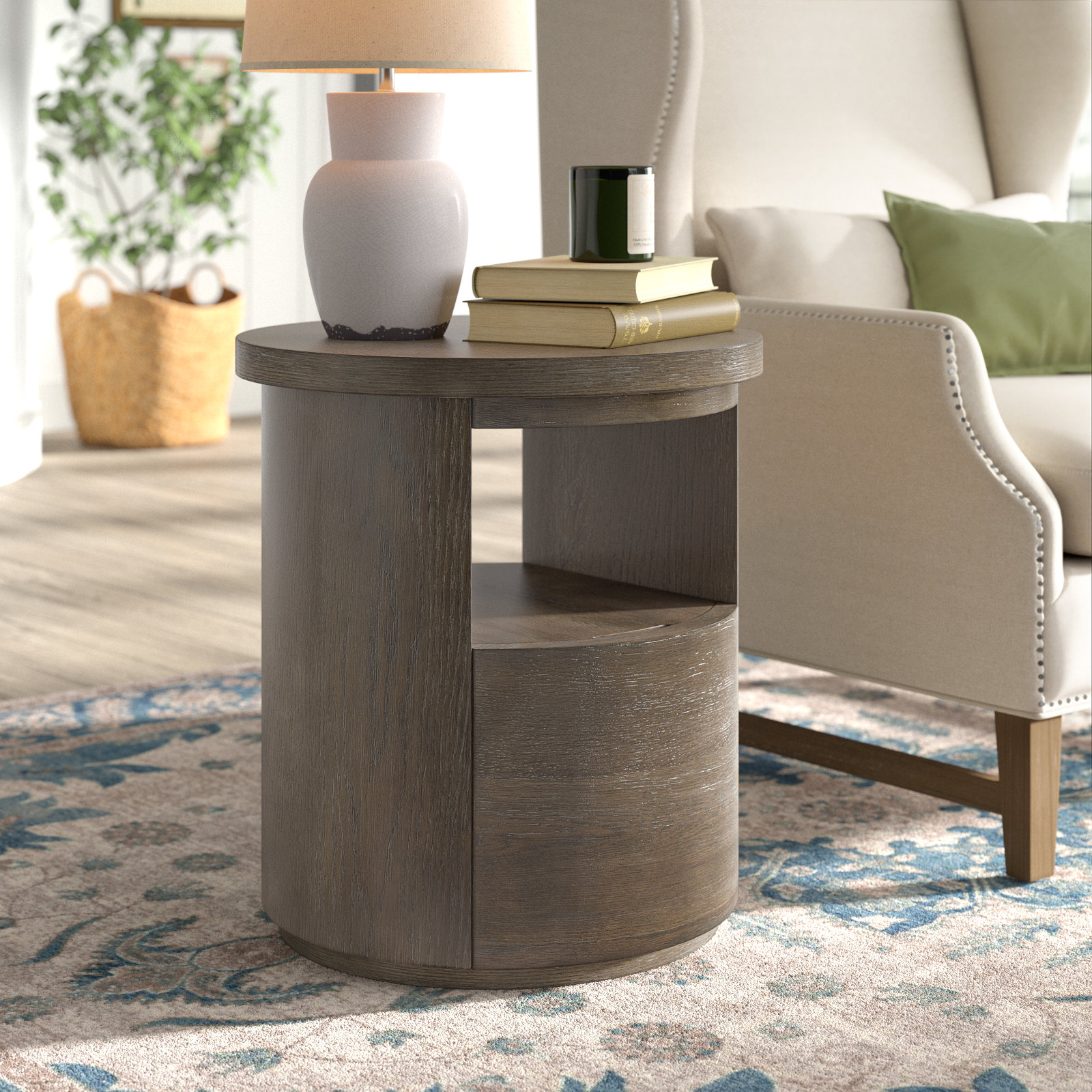 Wade Logan Carliegh Wood Drum End Table | Wayfair