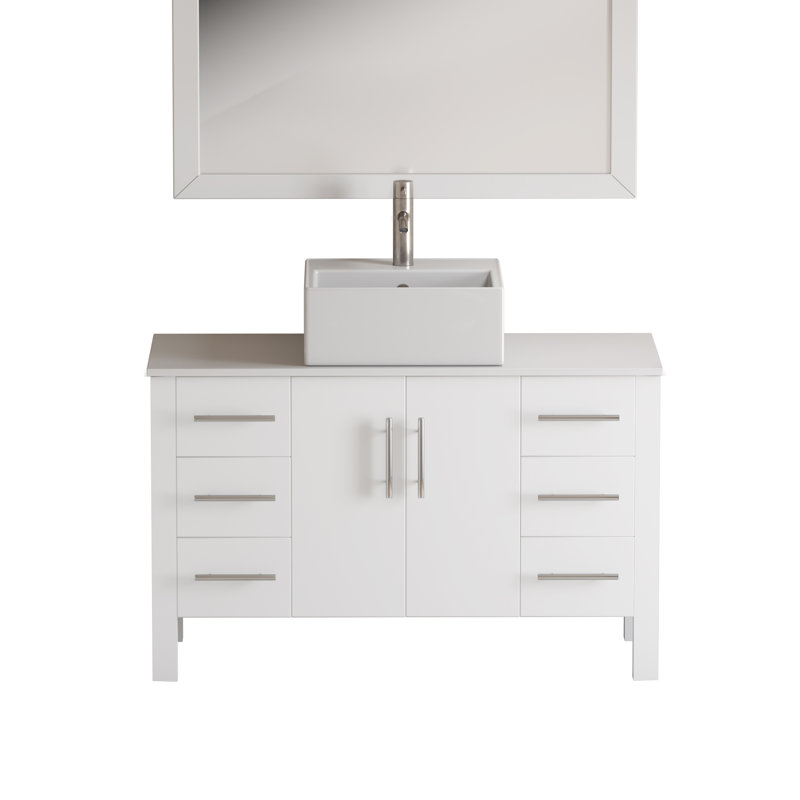 Wrought Studio Sharan 48" Single Bathroom Vanity Set with Mirror ...