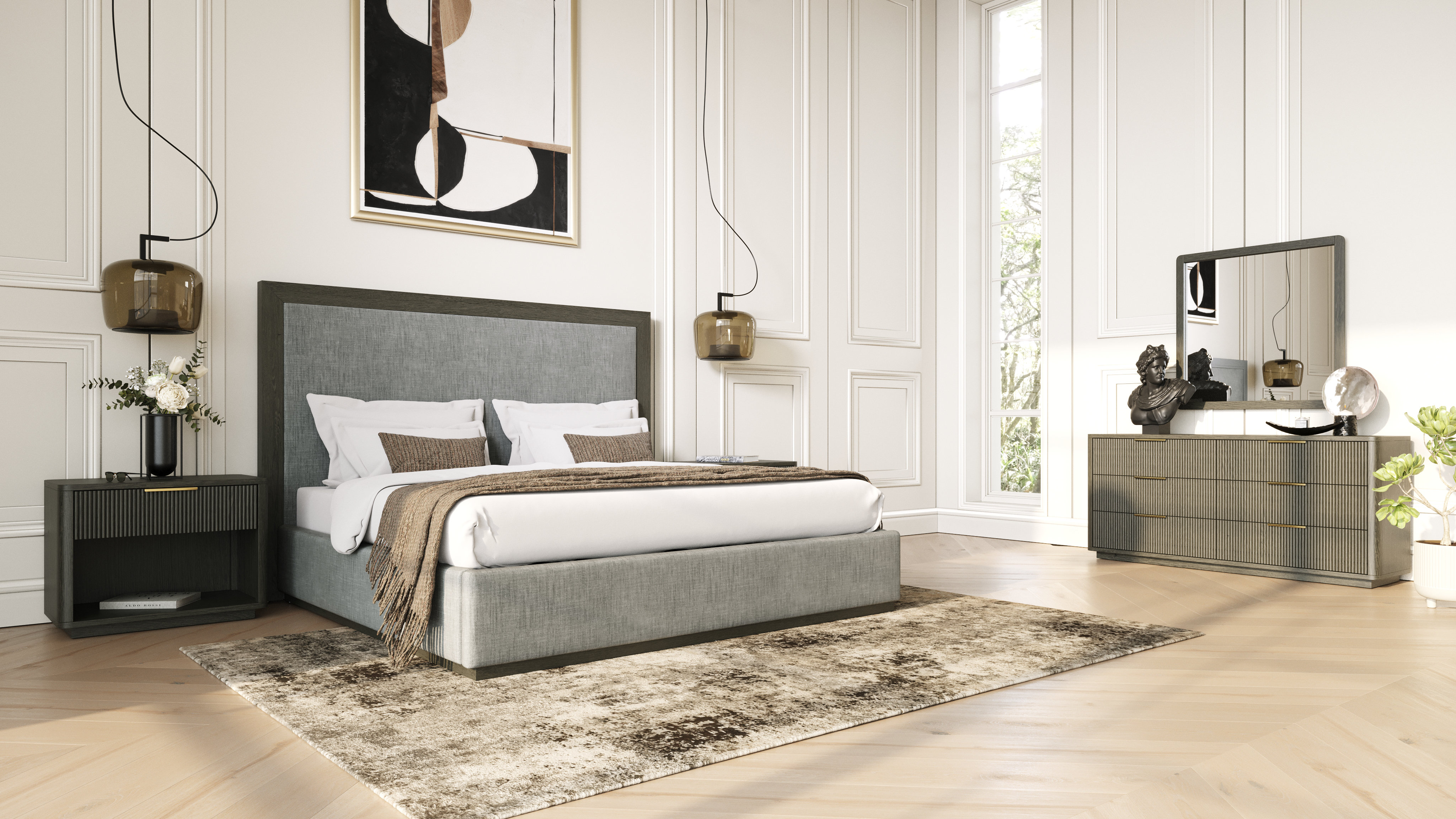 VIG Furniture Santa Barbara + Santa Monica - Modern Grey Fabric + Grey ...
