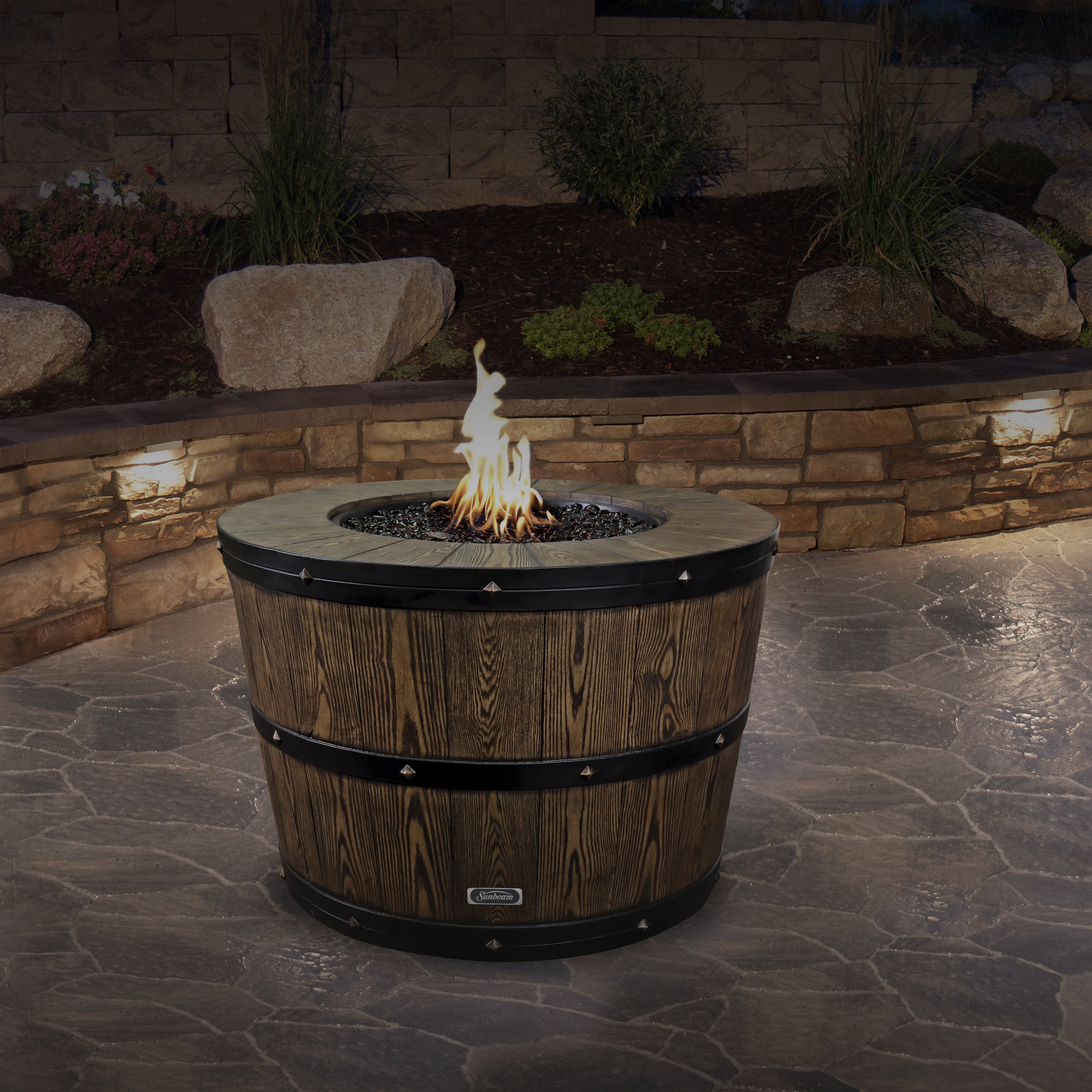 Sunbeam Wine Barrel Concrete Propane/Natural Gas Fire Pit & Reviews ...