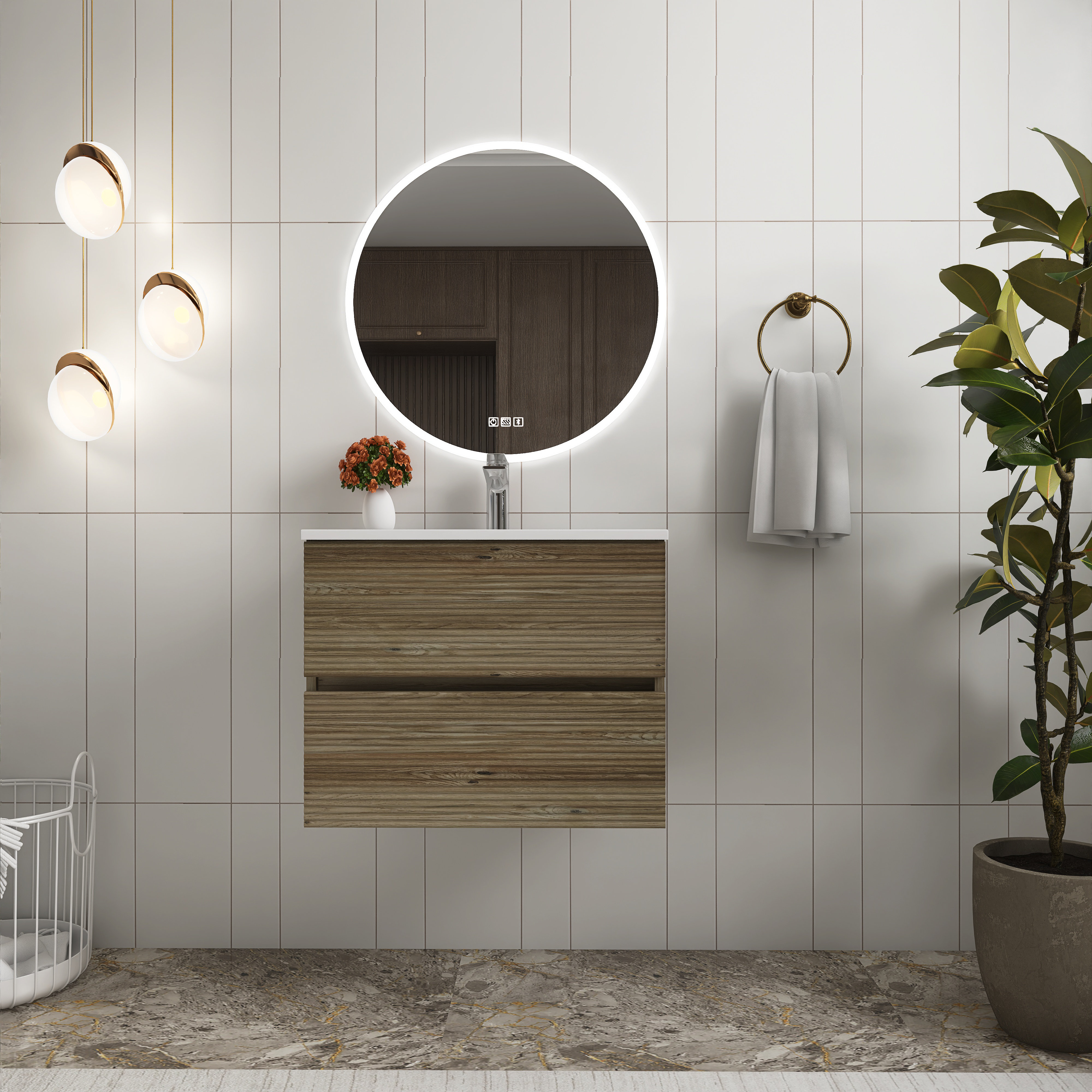 Ebern Designs 24‘’ Wall-Mounted Bathroom Cabinet Vanity With Top In ...