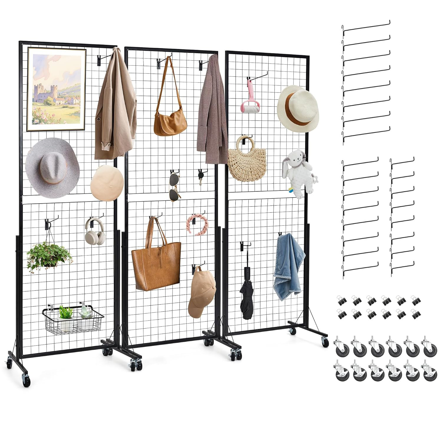 gaomon 2 or 3 Packs Grid Wall Panels, 2' X 5.6' Grid Wall Panel Display ...