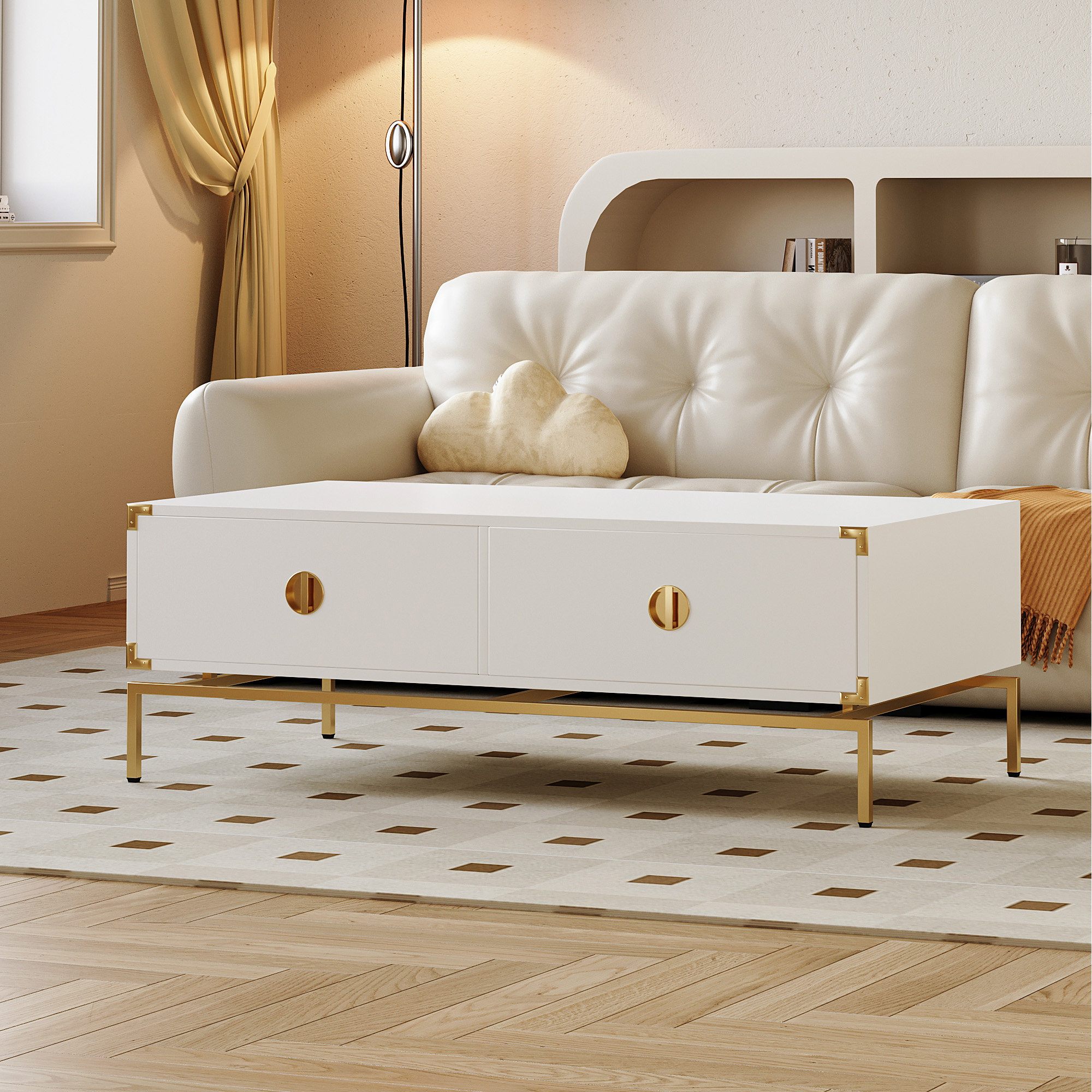 Everly Quinn Coffee Table with Storage Metal Legs | Wayfair