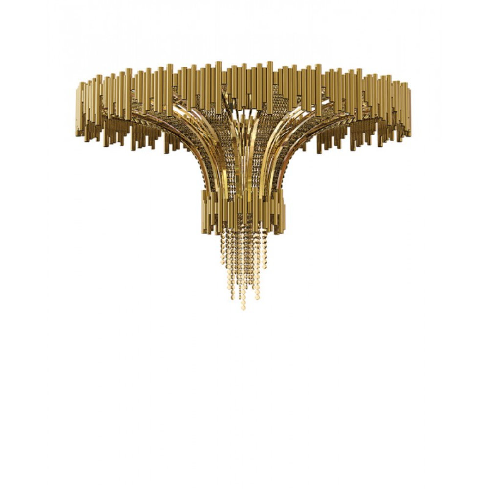 ALAN MIZRAHI LIGHTING Scala Plafond Light Crystal Drum Chandelier with ...