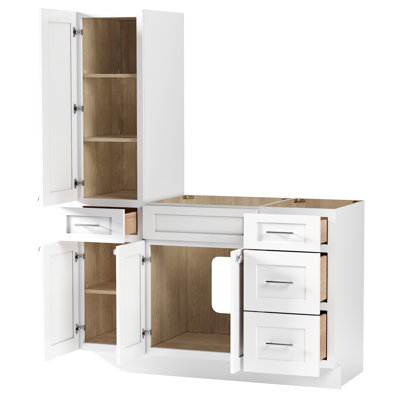 Disar 60'' Single Bathroom Vanity With Right Tall Linen Cabinet ...