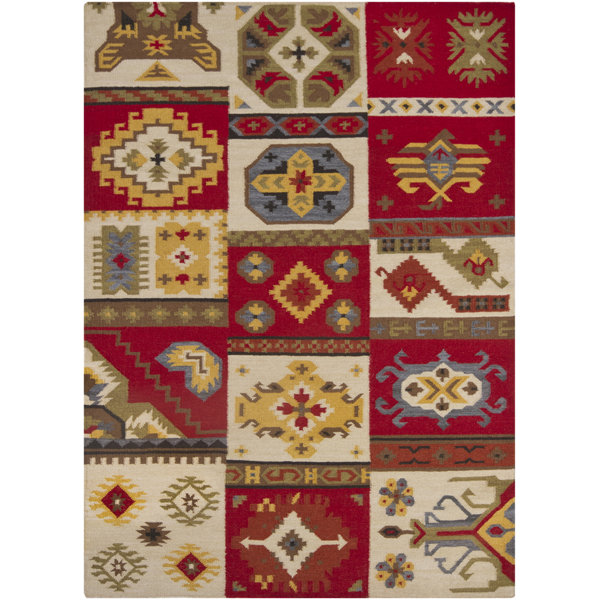 Bungalow Rose Gupta Authentic Hand-Tufted Handmade Terracotta & Ochre ...