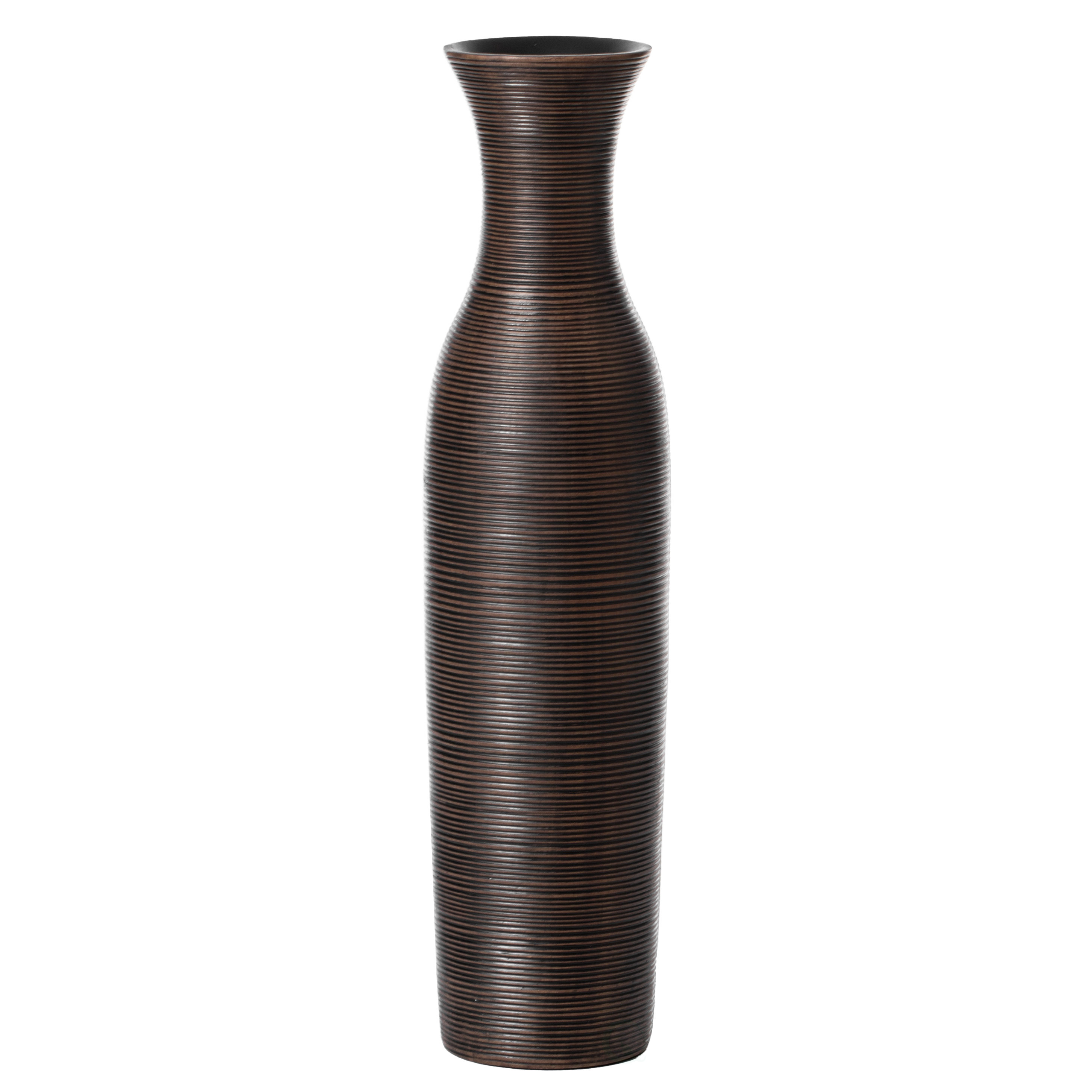 Latitude Run® Tall Decorative Modern Ribbed Trumpet Design Brown Floor ...