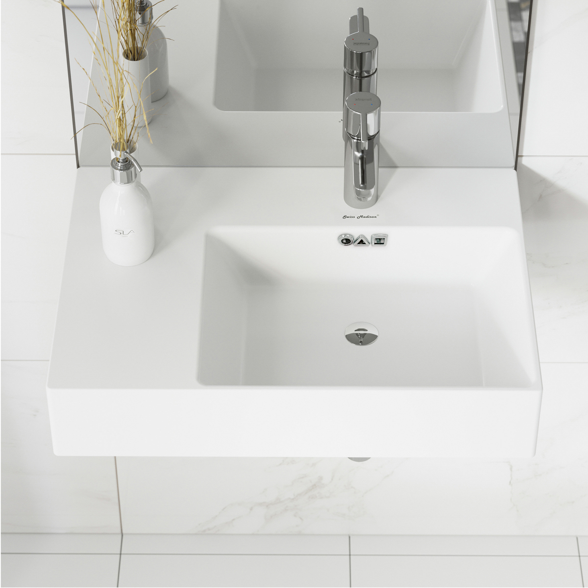 Swiss Madison St. Tropez 24 x 18 Ceramic Wall Hung Sink with Right Side ...