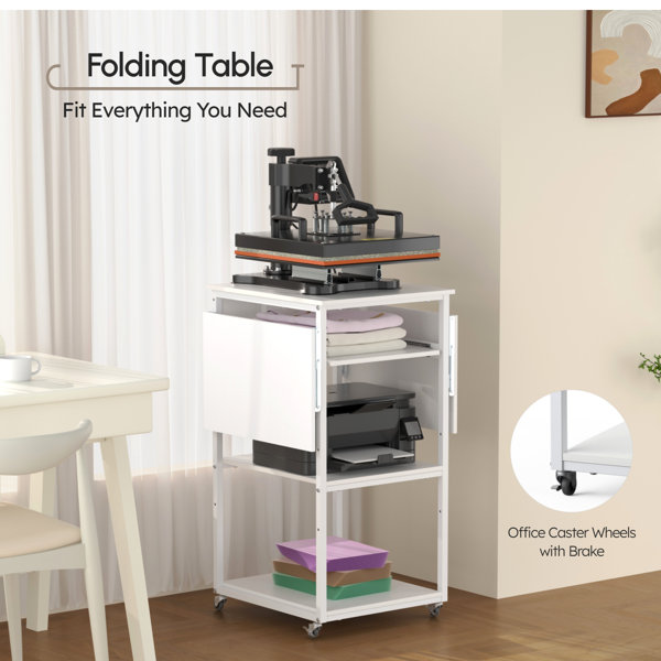 Ackitry 4 Tier Heat Press Table with Pull-Out Tray Foldable Movable ...