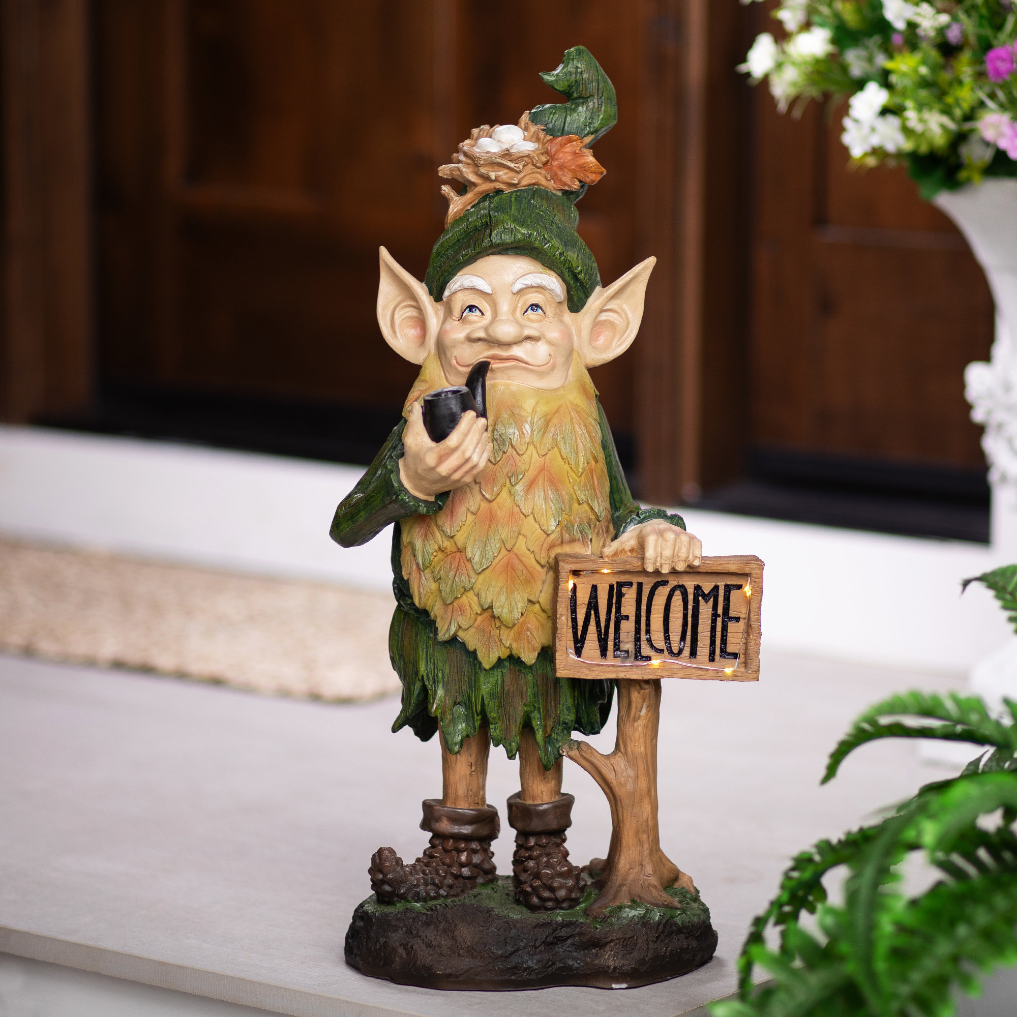 Northlight Seasonal LED Solar Lighted Welcome Gnome Outdoor Garden ...