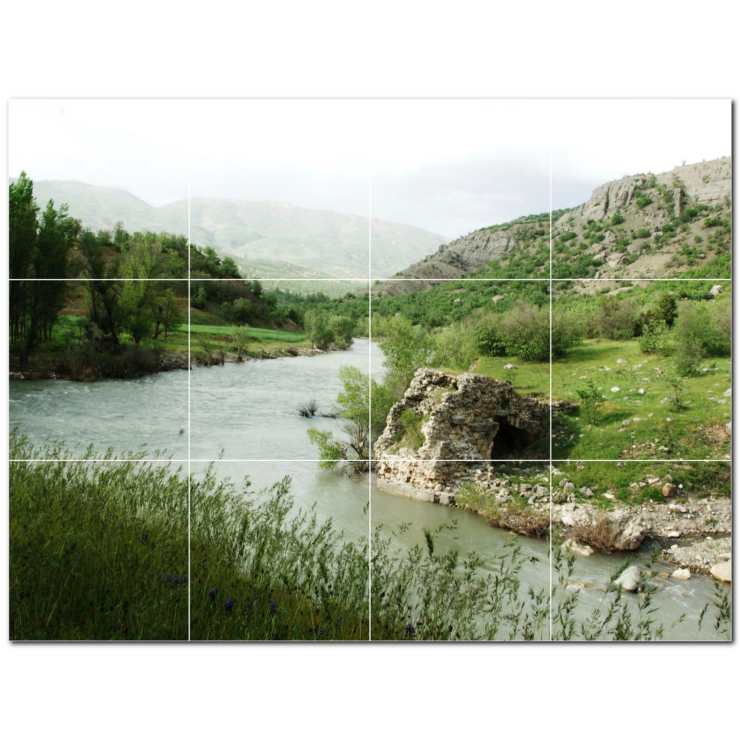 Picture-Tiles.com 48" x 36" Ceramic River Photo Decorative Mural Tile ...