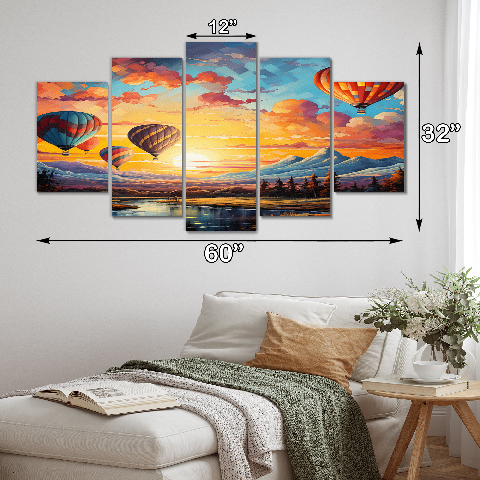 Latitude Run® Yellow Hot Air Ballon III - Hot Air Balloon Metal Wall ...