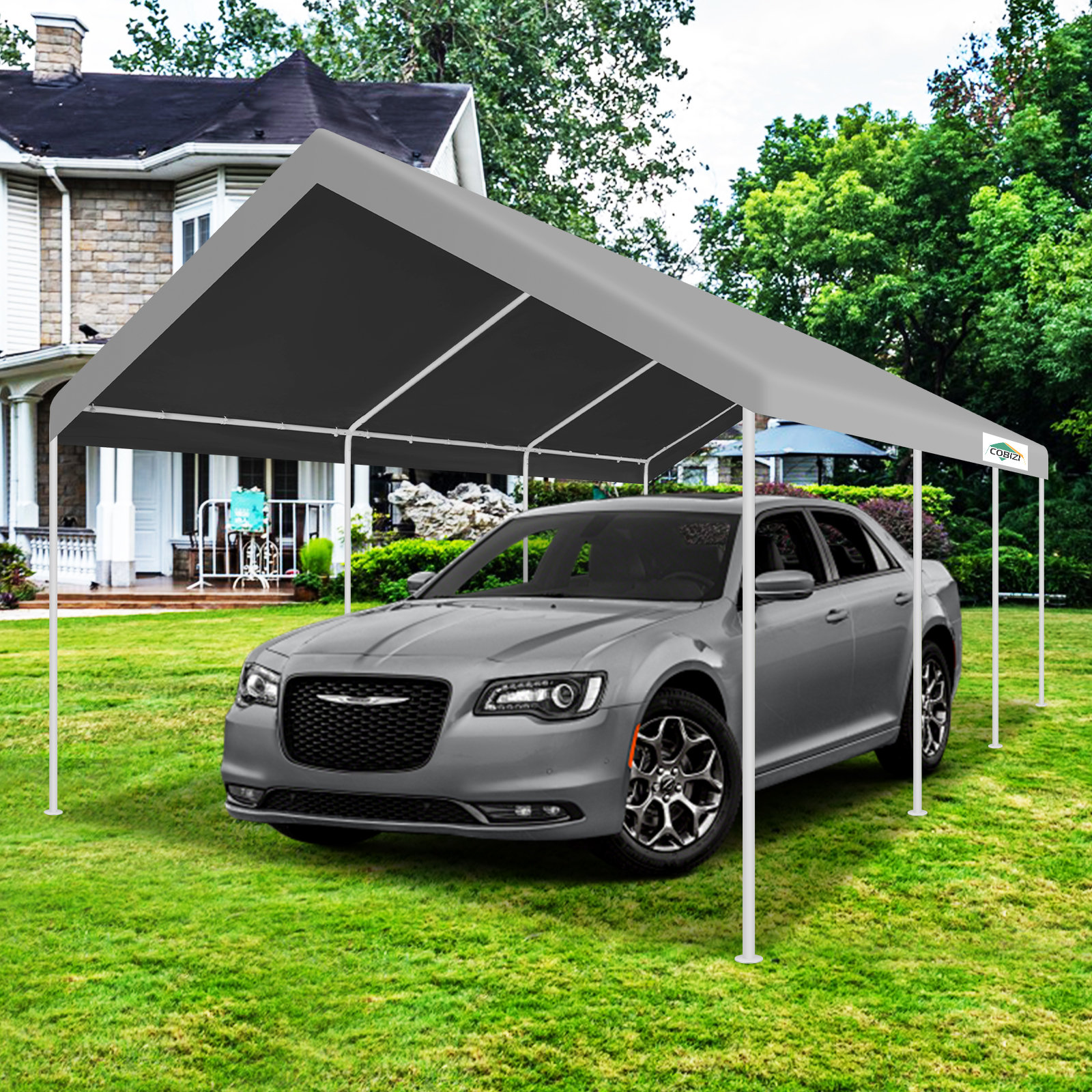 Cobizi 10 x 20 FT Carport Heavy Duty Galvanized Car Canopy Tents with ...