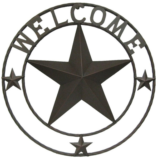 Millwood Pines Metal Western Lone Star Welcome Circle Sign Wall Mounted ...