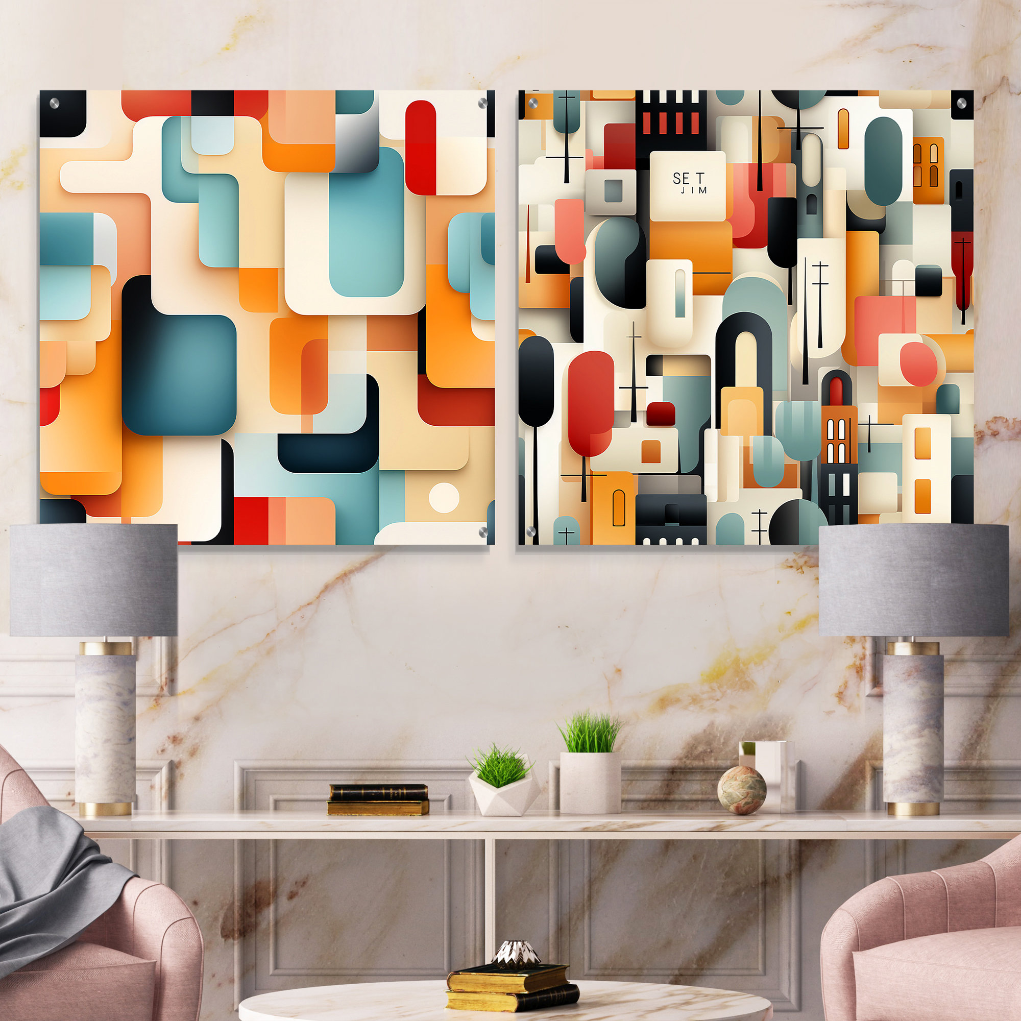 Design Art Urban Serenity - Abstract Geometric Acrylic Wall Art Glass ...