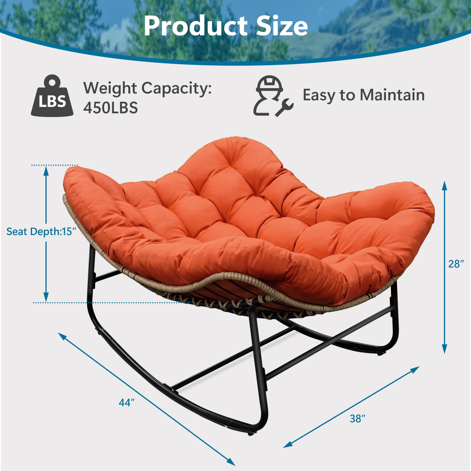 Ebern Designs Egg-Shaped Outdoor Rocking Chair, Patio Rocking Chair ...