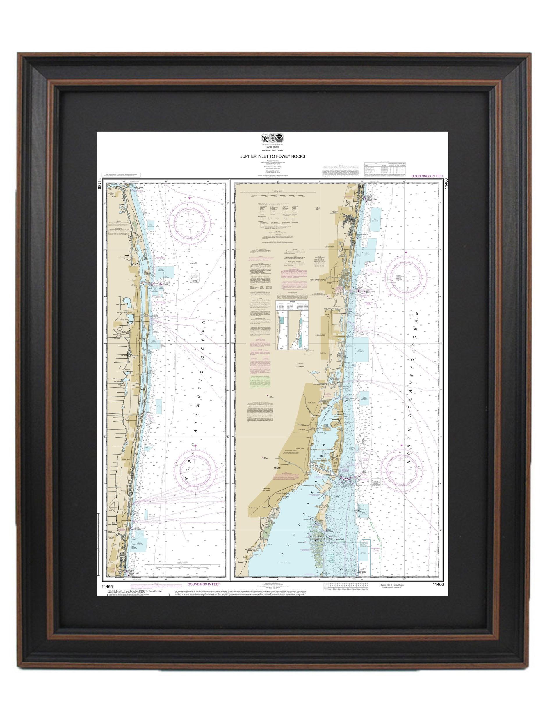 Longshore Tides Jupiter Inlet To Fowey Rocks | Nautical Chart | Framed ...